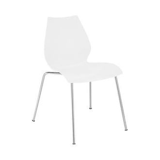 Kartell Chaise empilable Maui - Blanc - Acier chromé - Designer Vico Magistretti