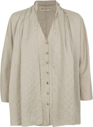 Cortana Femme, Blouses et Chemises, Gris, Taille: 34 FR Frances, top en soie à rayures cannelle