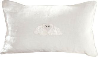 Loberon Kissenhülle Rialuna - mit Schwanmotiv Bestickt - Paspelrand - Natürliche Struktur - Kissenbezug - Wohntextilien - Leinen, Creme