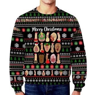 Generic Noel Femme Homme Moche- Christmas Sweater Women Drole- Noel Sweatshirts Men Automne Hiver Manches Longues- Col Rond Xmas Sweat Jumper Couple Imprim&eacute; R