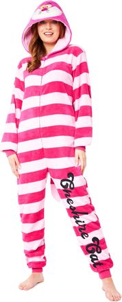 Disney Onesie Damen - Stitch Einteiler Pyjama - Eeyore, Minnie, Maleficent Schlafanzug Onesie - Größen von S-XXL (Rosa Cheshire Cat, XL)