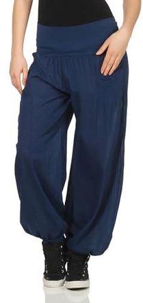 Malito more than fashion Malito Femme Pantalone n Tissu Aladin Pantalon Bouffant Baggy Boyfriend 17633 (Bleu fonc&eacute;)
