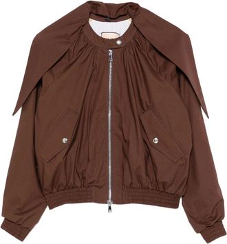Plan C Plan C, Femme, Vestes, Brun, Taille: 38 FR Veste zipp&eacute;e &agrave; d&eacute;tails fronc&eacute;s