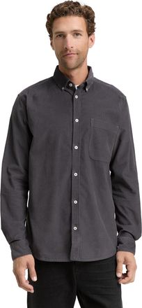 Tom Tailor Herren 1047341 Regular Fit Cordhemd mit Brusttasche, 38326-Classic Dark Grey, 3XL