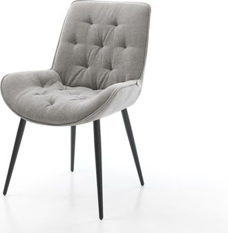 DELIFE Esszimmerstuhl Taimi-Flex Strukturstoff Soft Grau 4-Fuß konisch Schwarz, Esszimmerstühle