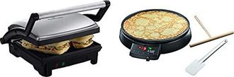 Russell Hobbs Grill 3en1, Cuisson Panini, Viande, Plancha Barbecue de Table, Grande Capacit&eacute; - 17888-56 CookAtHome & Cr&ecirc;pi&egrave;re Familiale Diam&egrave;tre 30cm pour Cr&ecirc;pe Par