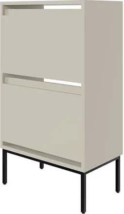 Selsey Schuhschrank Schuhregal 50 cm 2 Klappen Schuh Schrank Schuhaufbewahrung Stehend Graubeige Schwarze Beine Bemmi