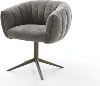 DELIFE Drehstuhl Jada-Flex Boucl&eacute; Soft Schlamm Fu&szlig;kreuz Effektfinish Titan 360&deg; drehbar Wippfunktion Taschenfederkern, Esszimmerst&uuml;hle