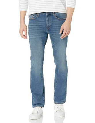 Amazon Essentials Herren Jeans, Slim-Fit-Stretch, Bootcut - Auslauffarben, Mittelblau Vintage, 34W / 33L