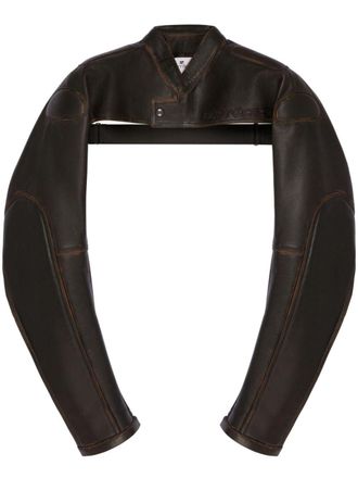 Courr&egrave;ges Lederjacke mit Logo-Pr&auml;gung - Schwarz