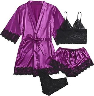 Generic Nuisette Et Peignoir Femme Ensemble, 2/3/4/5 Pièces, Robe Kimono, Robe De Chambre Bride, Chemise Nuit, Robes De Chambre, Chemise, Sexy, Doux, pour Le 