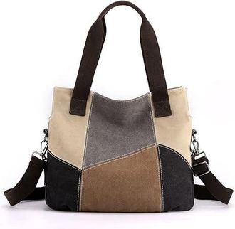 Generic Sac fourre-tout en toile de grande capacit&eacute; pour femme, sac &agrave; bandouli&egrave;re vintage en toile avec fermeture &eacute;clair, sac d&eacute;contract&eacute; pour le travail, les