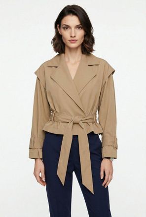 HUGO BOSS Kurzjacke Jophelia Premium Damenmode aus softem Materialmix, mit Bindeg&uuml;rtel