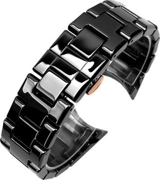 Generic WEBOL Keramikarmband für Armani AR1451 AR1452 AR1400 AR1410 Uhrenarmband mit Edelstahl-Schmetterlingsschließe 22 24 mm Uhrenarmbänder