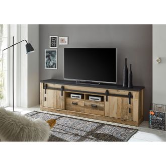 Ridgevalley home24 TV-Lowboard II Spanplatte, beschichtet Braun/Eiche Dekor 201 x 61 x 43cm