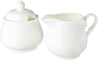Wilmax England Wilmax WL-995024/2C Porzellan Zuckerdose und Milchkännchen-Set, Weiss, 2 pcs