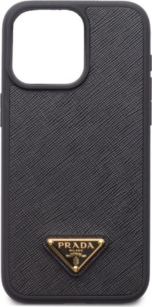 Prada iPhone 15 Pro Max-H&uuml;lle mit Triangel-Logo - Schwarz