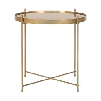 M&S Collection Table basse en verre et m&eacute;tal &oslash;48xh48cm - Laiton - VENEZIA