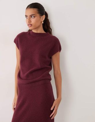 Abercrombie & Fitch top en maille &agrave; col montant coordonn&eacute; bordeaux-Rouge