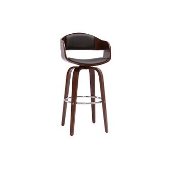 Miliboo Design-Barhocker drehbar schwarz und dunkles Holz H 67 cm GAO