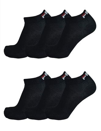 Fila 6 Paar Socken Quarter Sneakers Unisex, 35-46 Trainer Socks, Einfarbig (43-46 (9-11 UK), Schwarz)