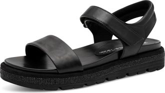 Marco Tozzi Damen Sandalen flach mit Klettverschluss Bequem, Schwarz (Black), 36 EU