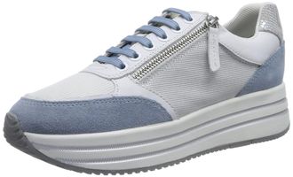 Geox Damen D KENCY Sneaker, White/LT Sky, 37 EU