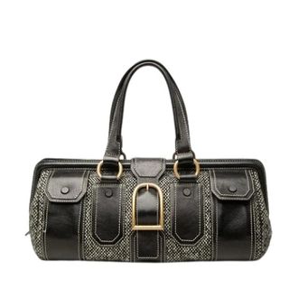 Celine Sac &agrave; main en tweed doccasion - Femme - Pre-owned - Noir - Taille: ONE Size