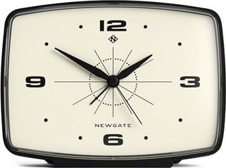 Newgate Watches Brooklyn réveil | Design rétro rectangulaire | Noir | Idéal pour Chevet, Bureau, étagère et Manteau de cheminée | Accessoire rétro du Milieu du siècle