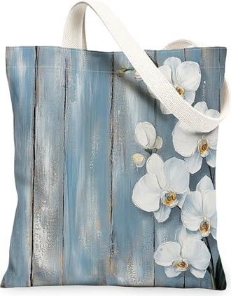 Generic Phalaenopsis - Sac fourre-tout en toile avec fleurs dorchid&eacute;e printani&egrave;re, 33 x 38,1 cm, sac d&eacute;picerie r&eacute;utilisable pour femme, plage, plage, esth&eacute;tiq