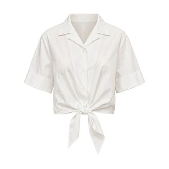 Alessandro Enriquez Femme, Blouses et Chemises, Blanc, Taille: 44 FR Camicia Crop Nodo Pop
