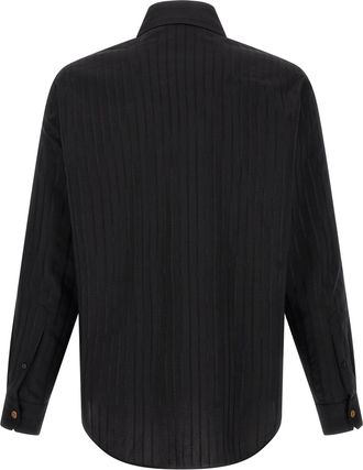 Versace Jacquard Silk Blend Shirt - Black
