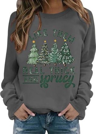 Generic Pull de Noël pour femme - Haut de Noël amusant et moche - Imprimé graphique festif - Manches longues - Style décontracté - Pour fêtes de vacances - Co