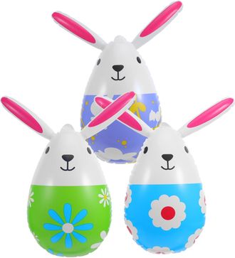 DOITOOL 3-teiliges aufblasbares Hasen-Gartenornament-Set: Ostereier-Hasenfiguren-Set - Frühlingsdeko für Gartenpartys - Originelle aufblasbare Osterfiguren fü