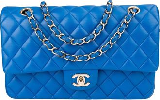 Chanel Crossbody Bags - Chanel Quilted Lambskin Medium Double Flap Crossbo - Gr. unisize - in Blau - f&uuml;r Damen
