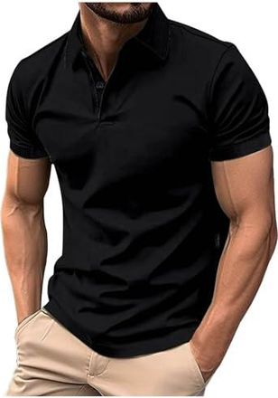Generic Polo Homme Manches Courtes- T Shirt Travail Ete Couleur Unie daffaires Décontracté Haut Slim Simple Comfortable Top Classiques Basique Chic Blouse Dou