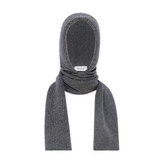 Yves Salomon Femme, Accessoires, Gris, Taille: ONE Size &Eacute;charpe &agrave; capuche en maille de cachemire et laine