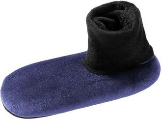 Generic Semelles pantoufles douces et confortables pour homme, semelle en caoutchouc épaisse antidérapante, intérieur chaud, semelles de bottes de Noël, bleu,