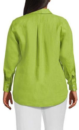 Lands End Leinenbluse, Damen, Größe:48-50 plus, Grün, Leinen, by Lands End