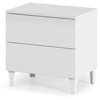 PEGANE Pegane - Table de chevet en bois coloris blanc brillant avec 2 tiroirs - Dim : 49 x 50 x 34 cm