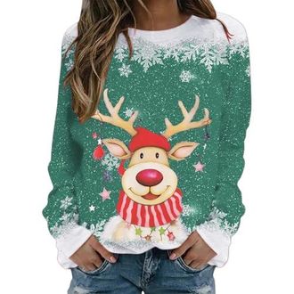 Generic Sweat à Capuche décontracté imprimé 3D pour Femme Manches Longues col Rond Tissu Doux et Chaud conçu pour lhiver et Les fêtes Tunique Graphique et Con