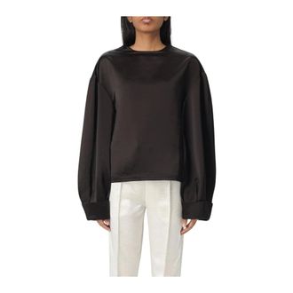 J.W.Anderson Femme, Tops, Noir, Taille: 36 FR Haut Noir en Satin avec Manches Ballon