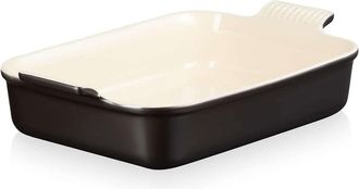 LE CREUSET Le Creuset Rechteckige Auflaufform Tradition aus Steinzeug, 32 cm, 2.31 kg, Schwarz matt, 71102320000001