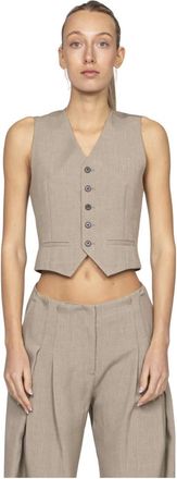 Iro Iro, Femme, Vestes, Beige, Taille: 40 FR Gilet Sonnie &agrave; Boutons