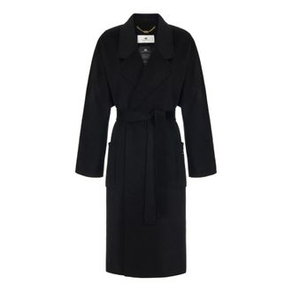 Elisabetta Franchi Mantel aus doppelt gewebter Wolle - - Coats - Damen - Schwarzk - M