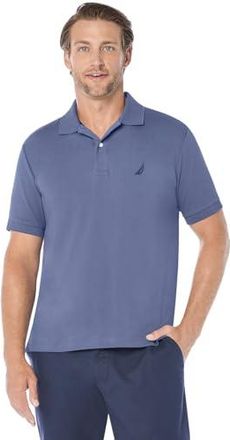 Nautica Classic Fit Short Sleeve Solid Soft Cotton Polo Shirt, Bleu Indigo uni, L Homme