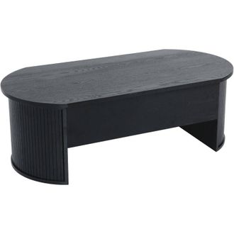 Oviala Table basse ovale avec plateau relevable effet bois noir
