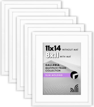 Americanflat Galleria Collection 5er-Set Bilderrahmen mit polierter Plexiglas-Front, 28,9 x 35,6 cm, nutzbar als Bilderrahmen mit oder ohne Passepartout, Bilderrah