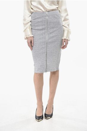 Kenzo Ribbed Cotton-Blend Longuette with Back Zip size S