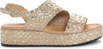 Pons Quintana Femme, Chaussures, Beige, Taille: 40 EU Sandale Compens&eacute;e en Cuir Tress&eacute; &agrave; la Main